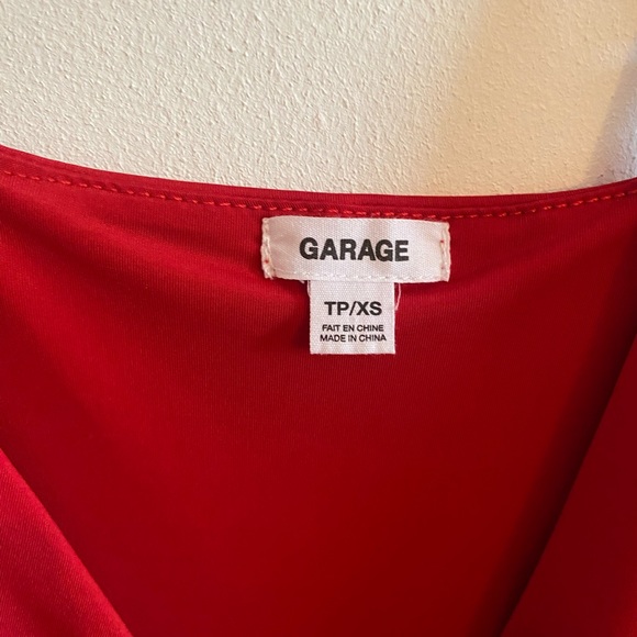 Garage | Dresses | Garage Red Mini Dress Ruching Slit Strappy V Neck Xs ...